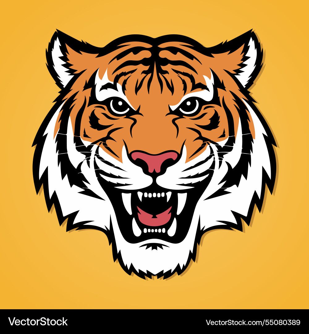 Roaring Tiger Head Mascot Royalty Free Vector Image