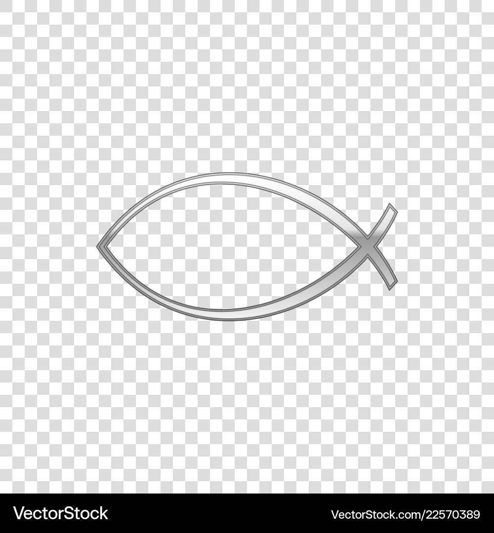 Silver christian fish symbol isolated object Vector Image