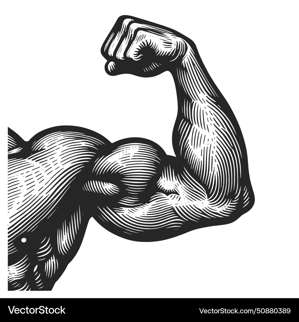 Strongman hand arm engraving Royalty Free Vector Image
