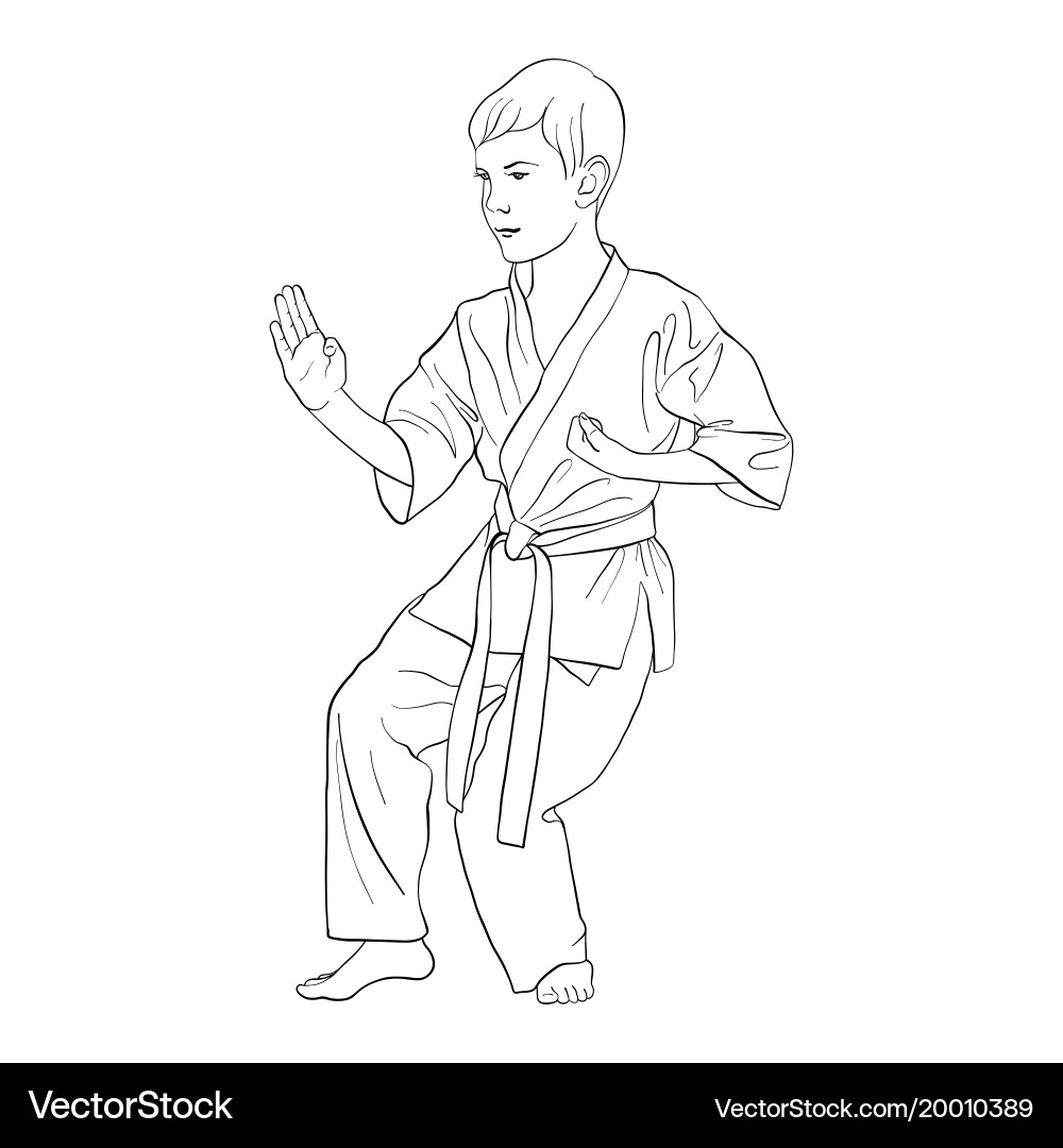 Young karate boy Royalty Free Vector Image - VectorStock