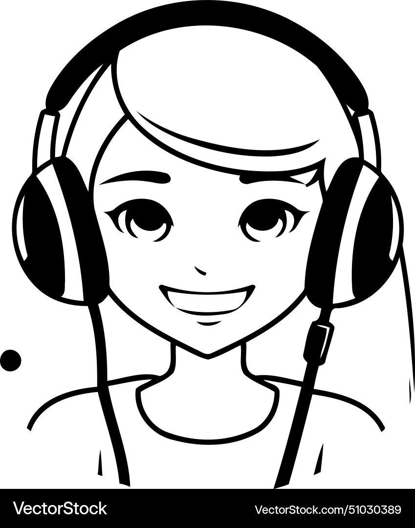 Young woman with headphones Royalty Free Vector Image