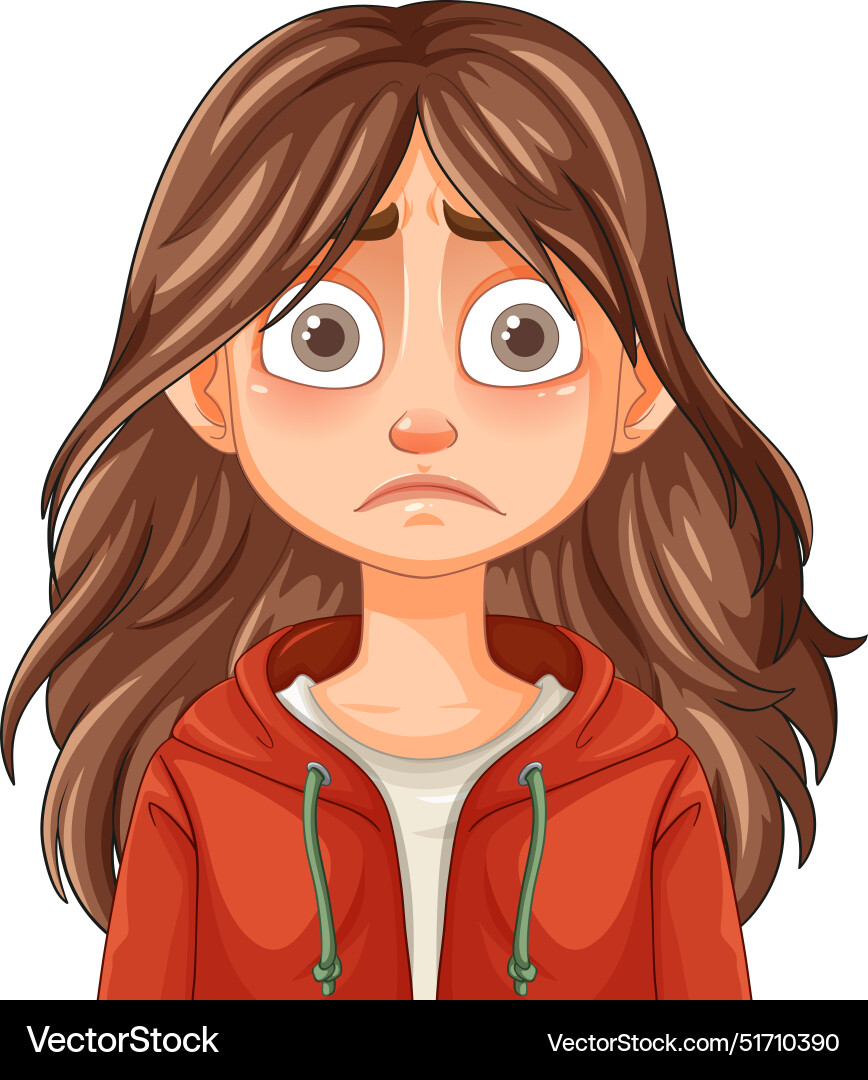 A girl with a concerned expression Royalty Free Vector Image