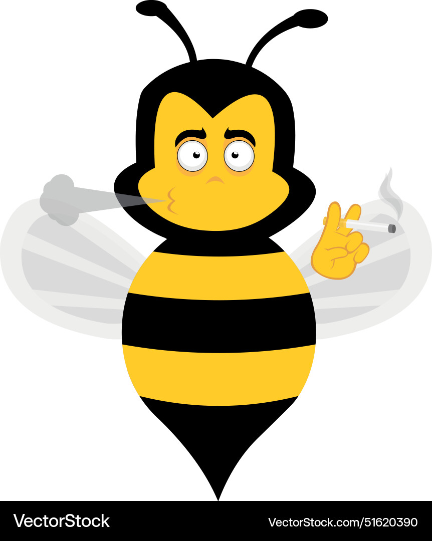 Bee smoking cigarette Royalty Free Vector Image