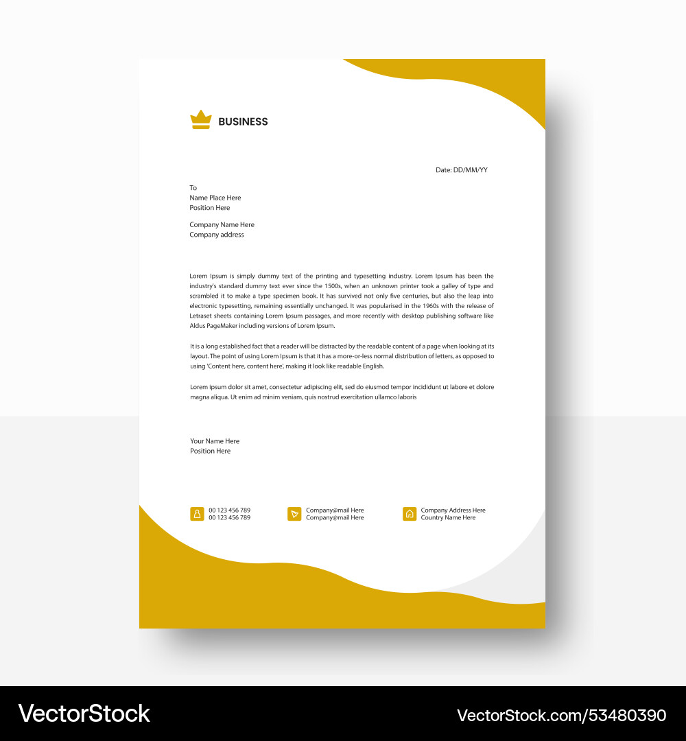 Business a4 letterhead design template Royalty Free Vector