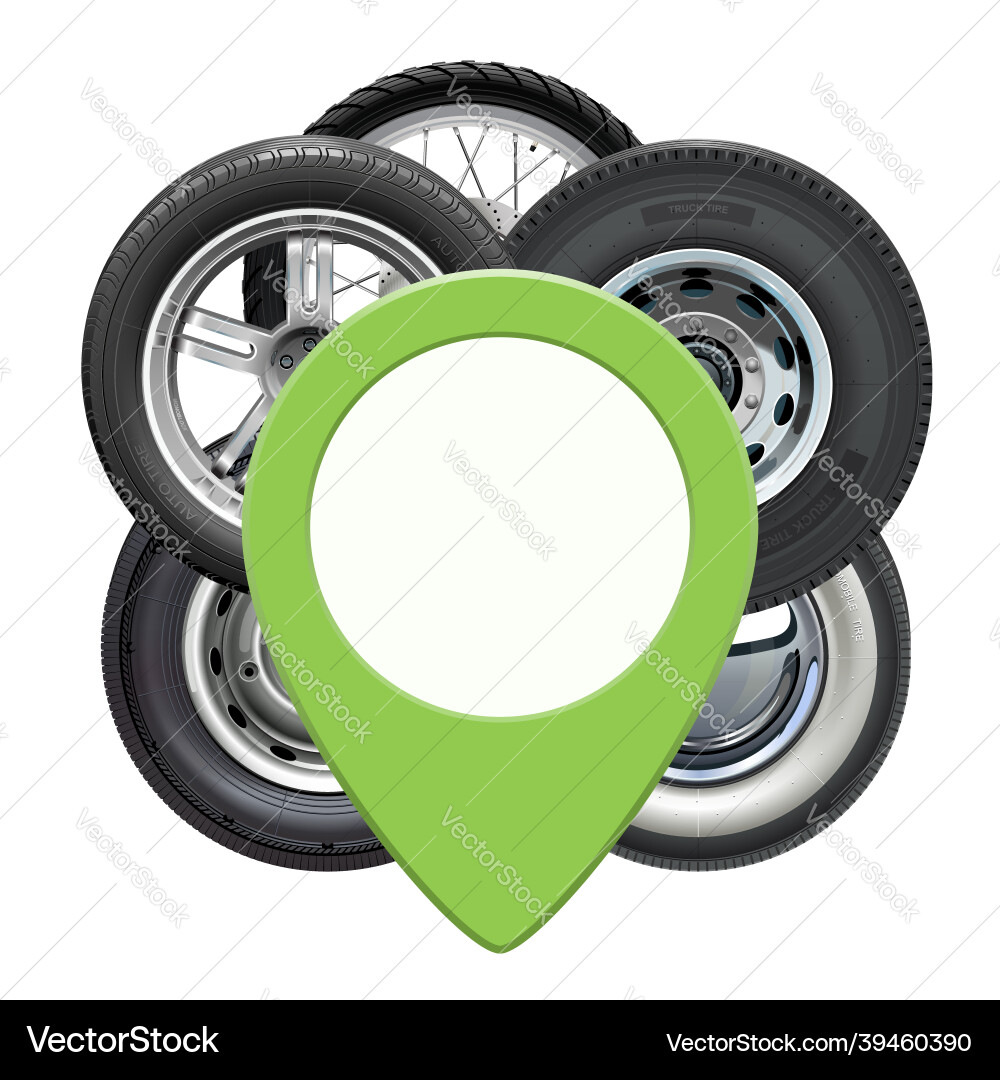 Car wheel concept with pick point Royalty Free Vector Image