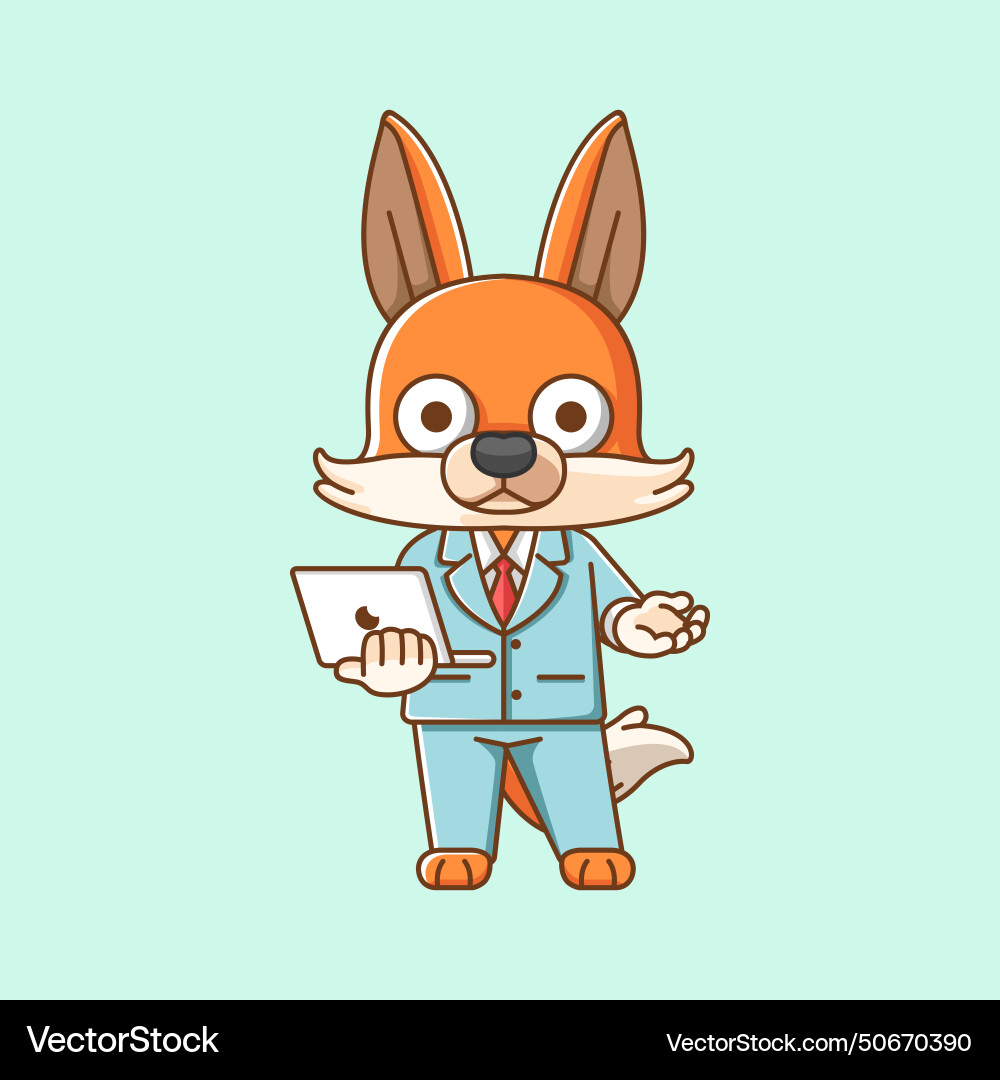 Cute fox businessman suit office workers cartoon Vector Image