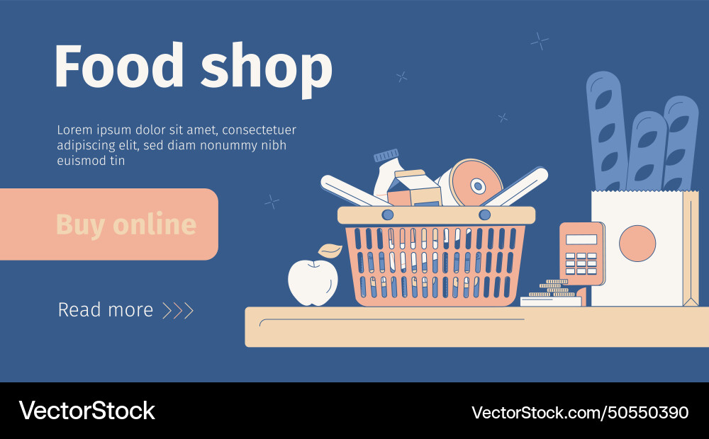 Food shop banner Royalty Free Vector Image - VectorStock