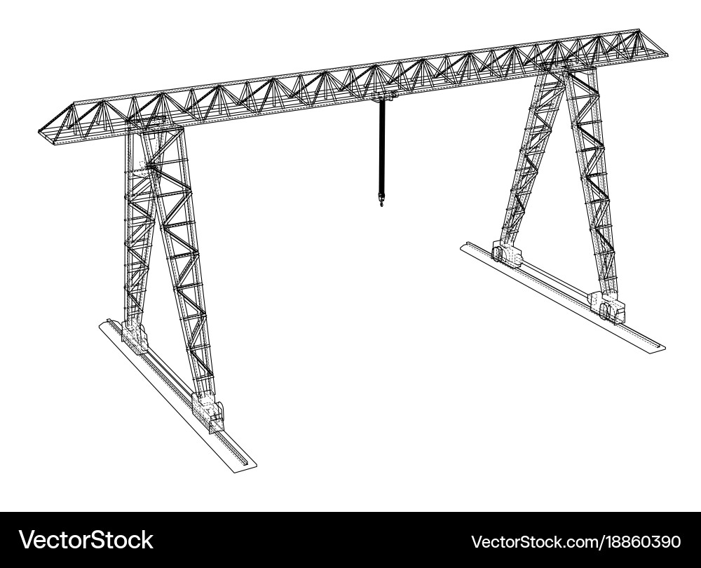 Gantry crane wire-frame eps10 format Royalty Free Vector