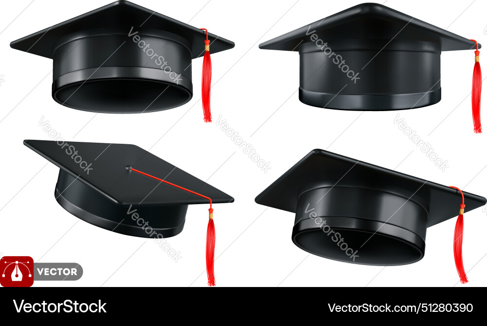 Graduation hat set Royalty Free Vector Image - VectorStock