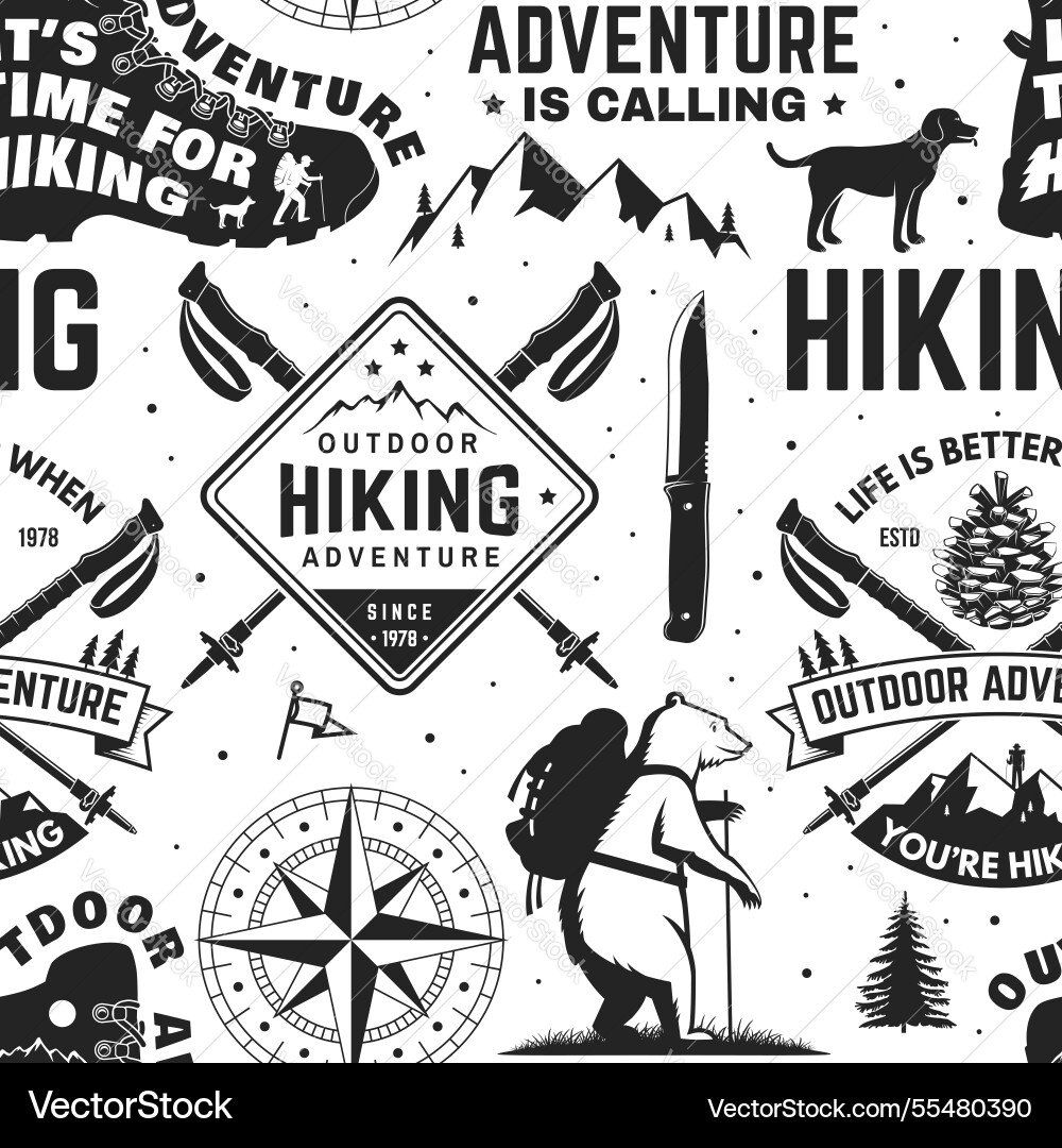 Hiking outdoor adventure seamless pattern Vector Image