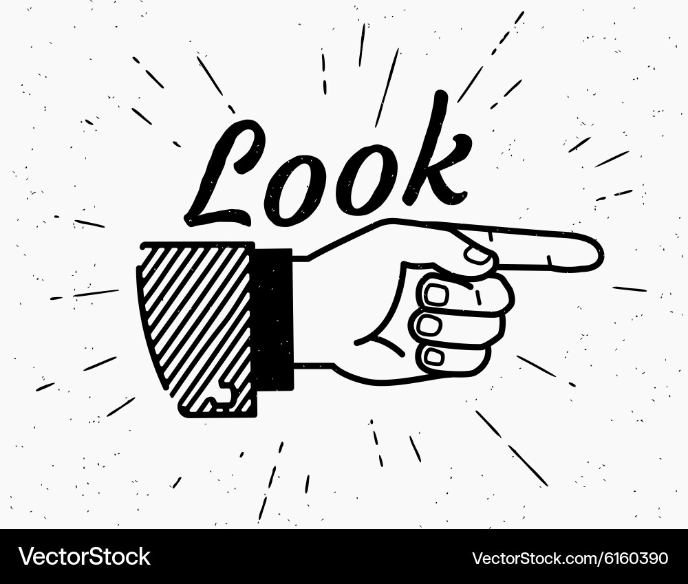 Human finger with sign here Royalty Free Vector Image