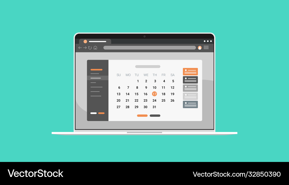Laptop Calendar Schedule Royalty Free Vector Image