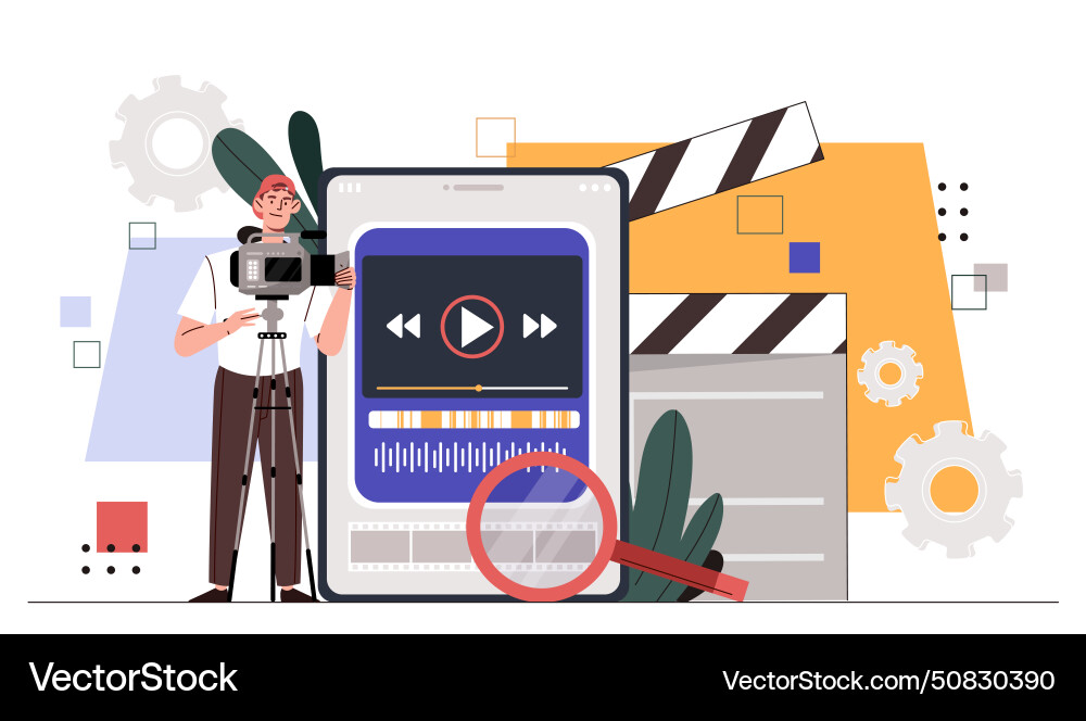 Video editor studio concept Royalty Free Vector Image