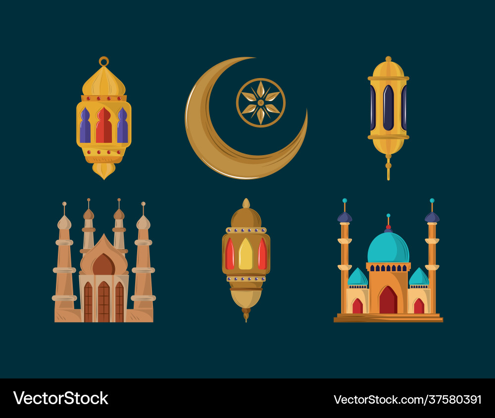 Arabian mosque lantern Royalty Free Vector Image