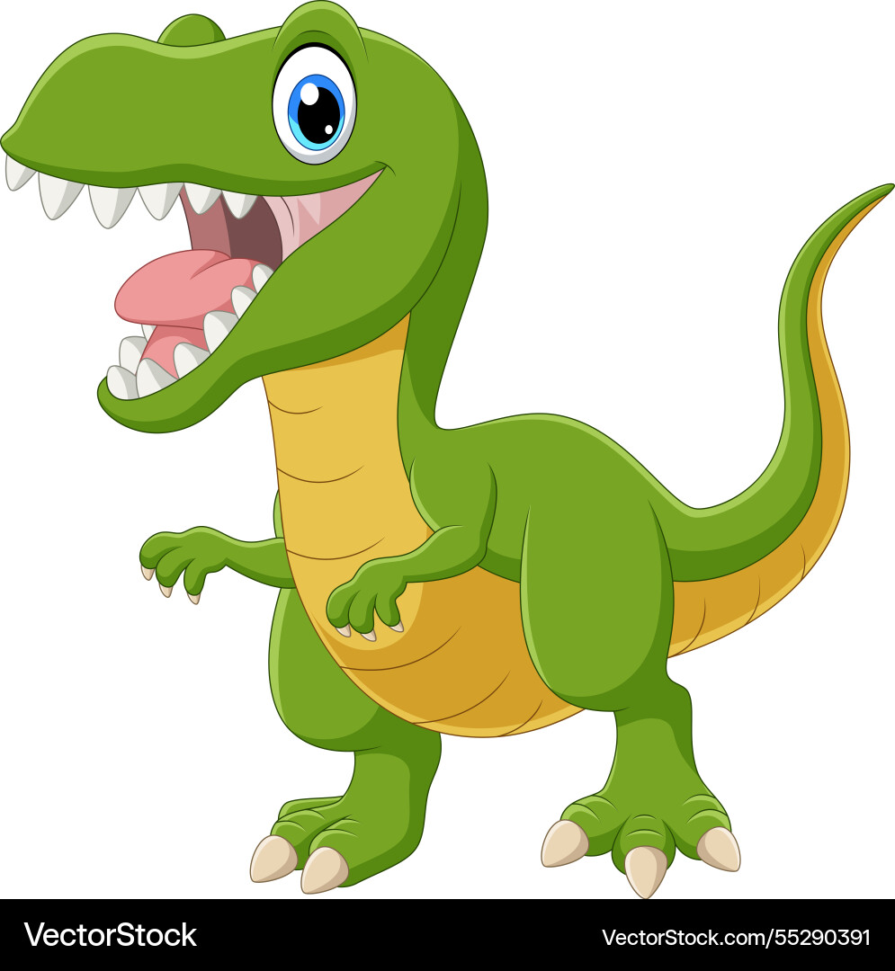 Cartoon green dinosaur on white background Vector Image