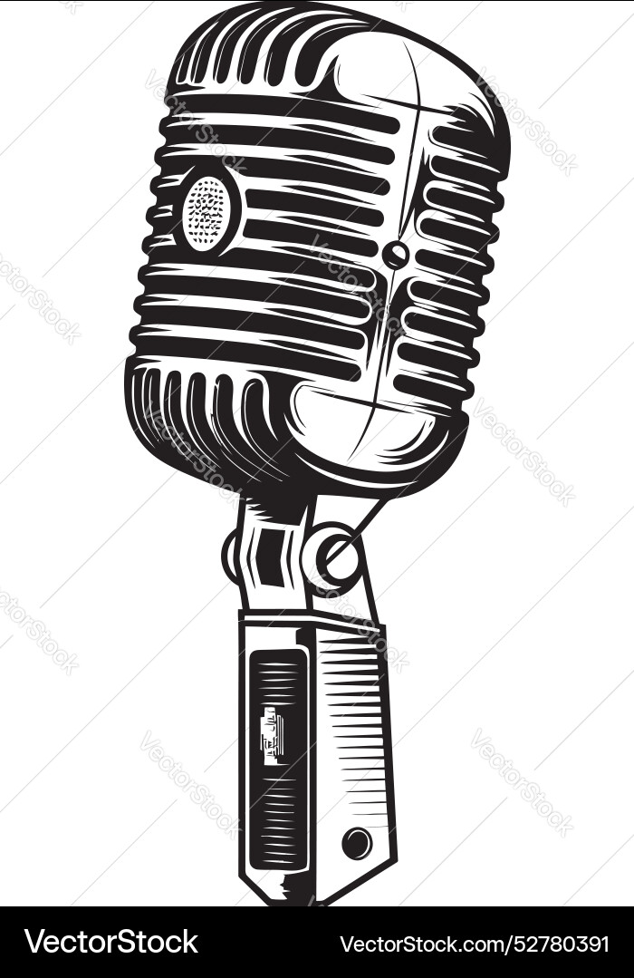 Classic sound retro microphone emblem icon Vector Image