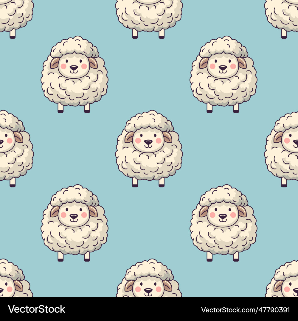 Cute Sheep Seamless Pattern Royalty Free Vector Image