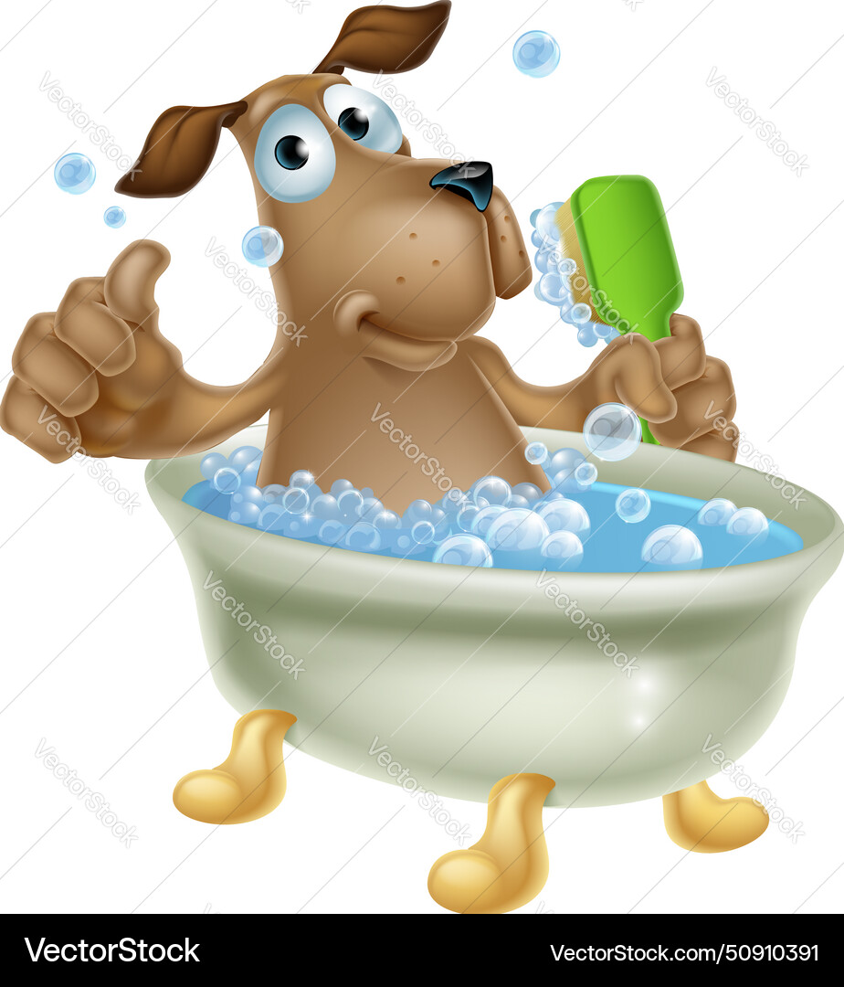 Dog grooming bath cartoon Royalty Free Vector Image