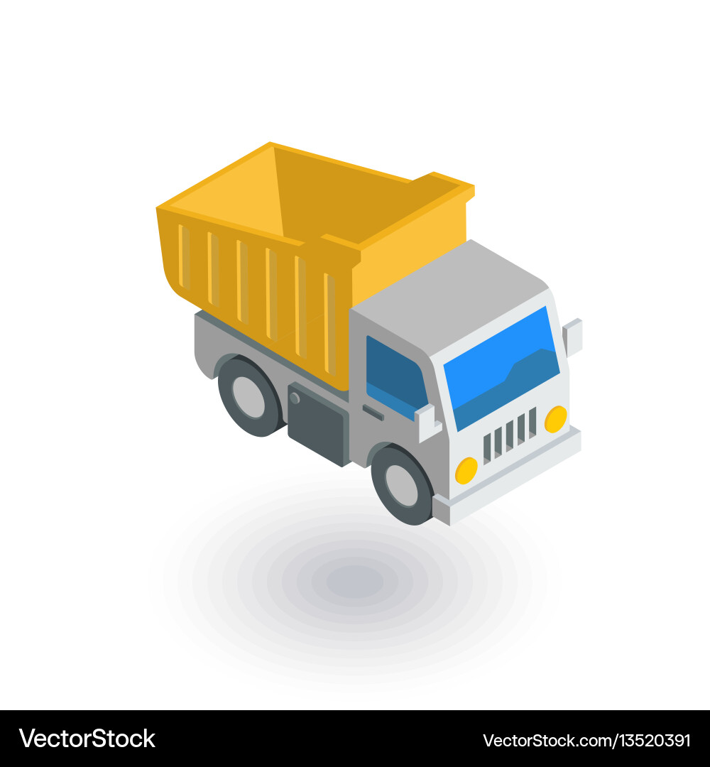 Dump truck isometric flat icon 3d Royalty Free Vector Image