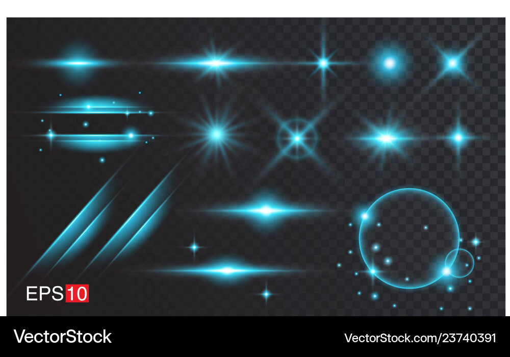 Dynamic Blue Lens Flare Collection Royalty Free Vector Image