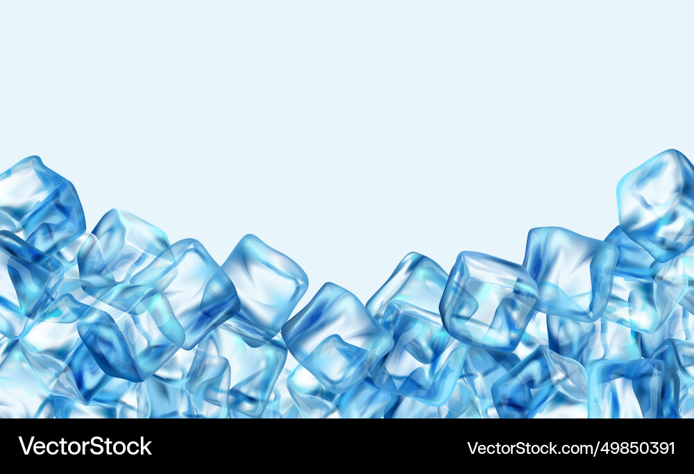 Frozen ice cubes background realistic icy blocks Vector Image
