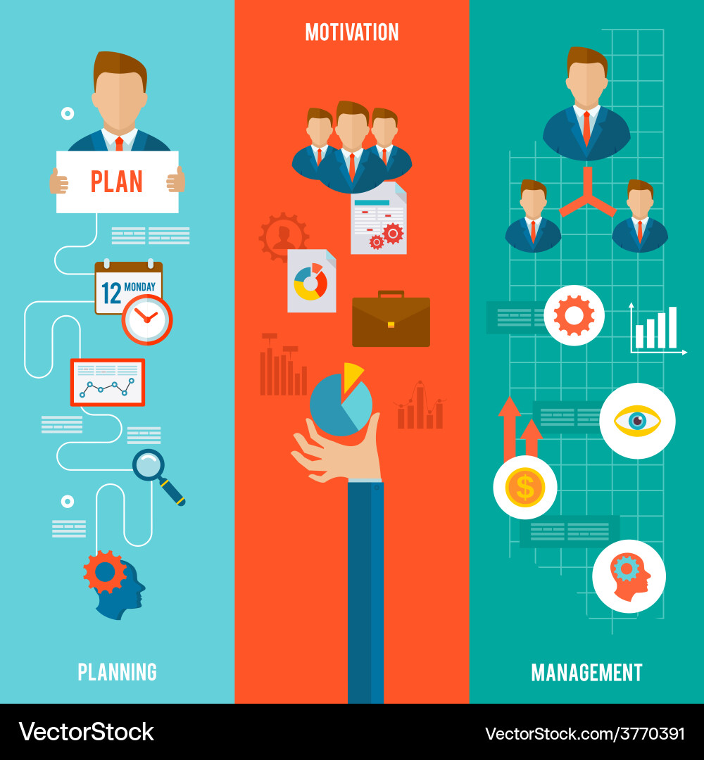 Management banner set Royalty Free Vector Image