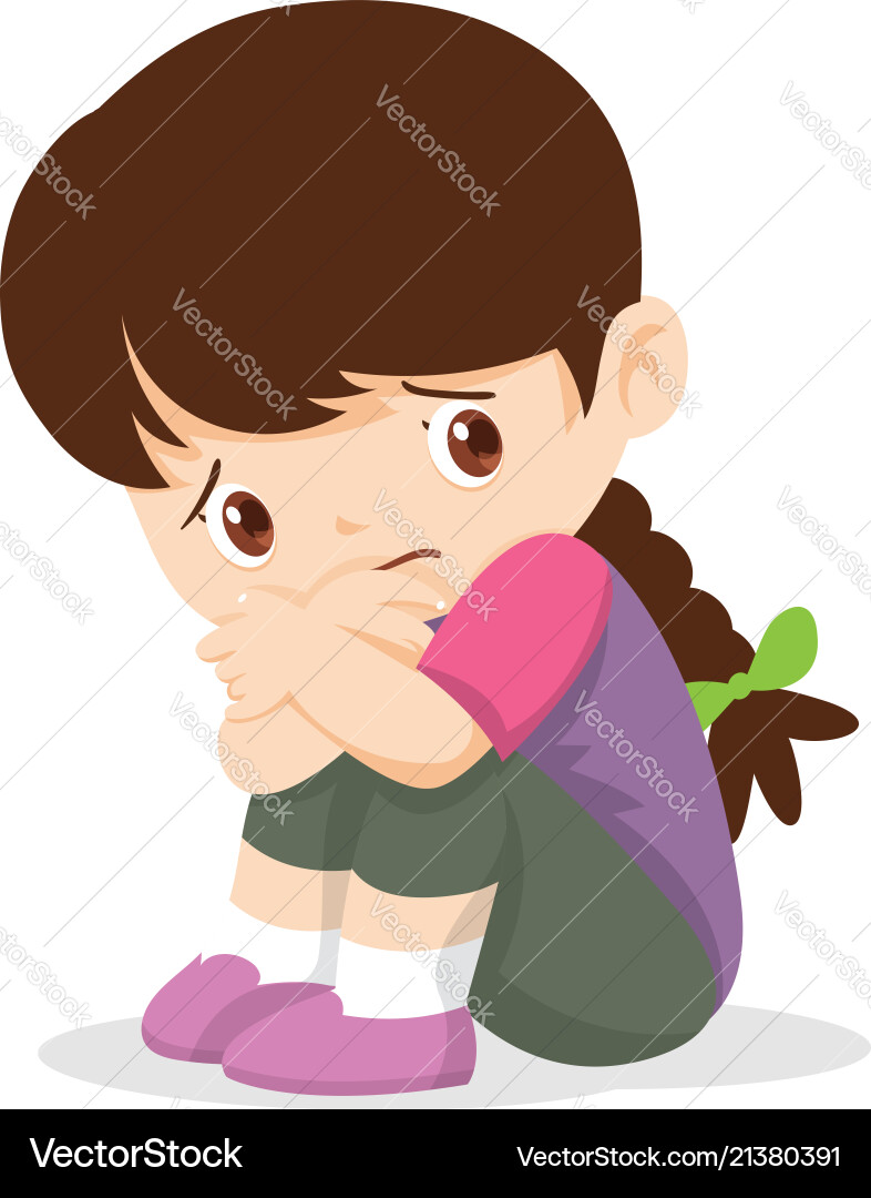 Sad girl sitting alone Royalty Free Vector Image