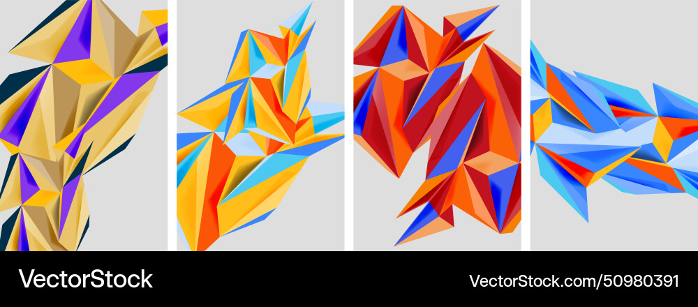 Set of mosaic triangle pattern abstract posters Vector Image
