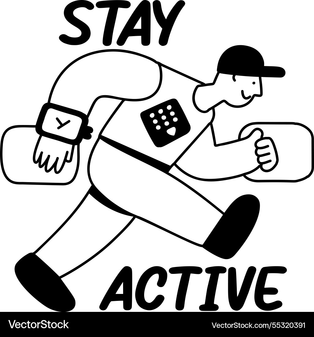 Stay active sticker in glyph style i Royalty Free Vector