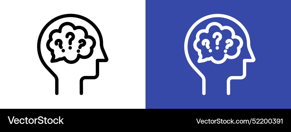 Thinking icon logo sign set outline Royalty Free Vector