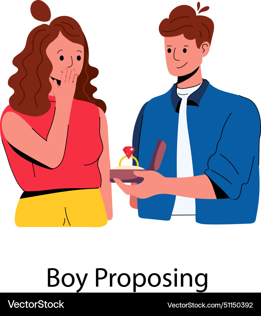 Boy proposing Royalty Free Vector Image - VectorStock
