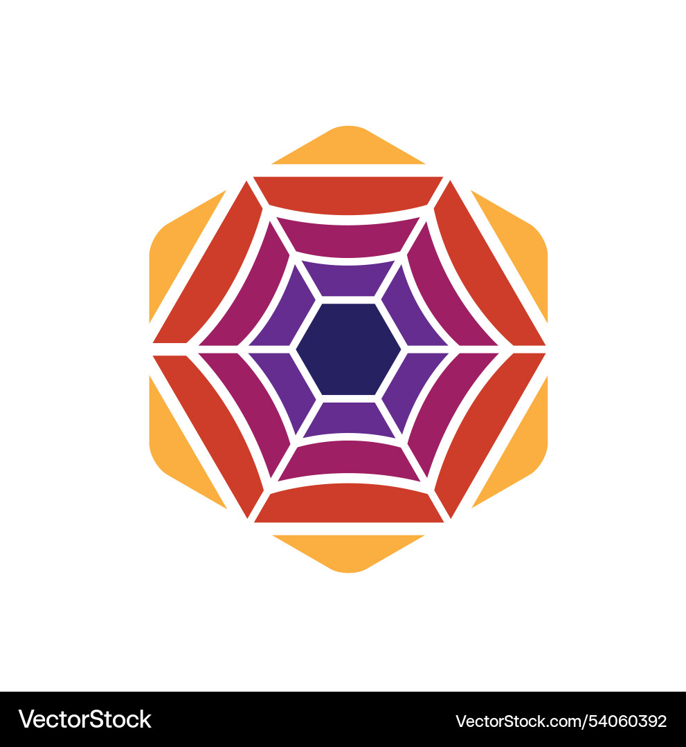Creative hexagonal cobweb logo geometric shape Vector Image