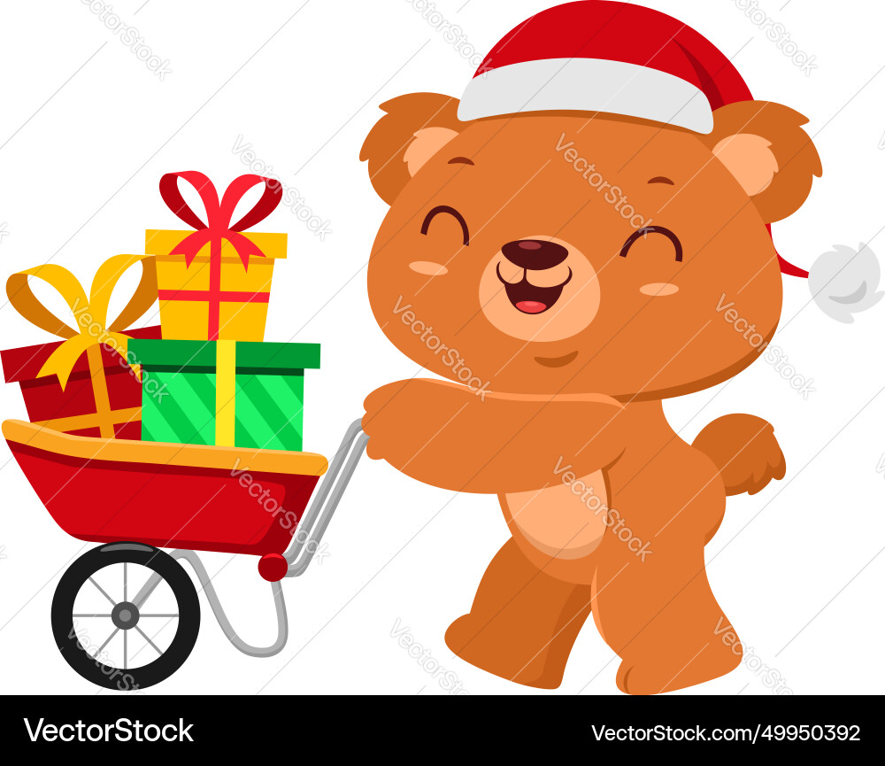 Cute christmas teddy bear cartoon character Vector Image
