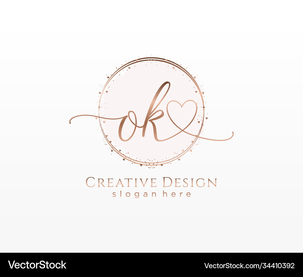 Initial ok handwriting logo with circle template Vector Image