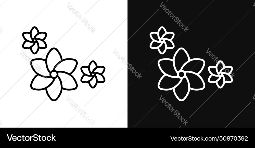 Jasmine icon set jasmine plumeria fragrant Vector Image
