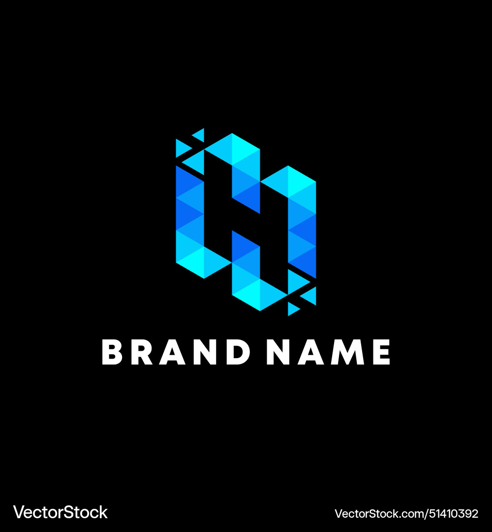 Letter h digital pixel logo Royalty Free Vector Image