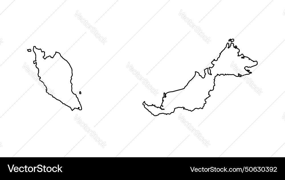 Malaysia outline map Royalty Free Vector Image