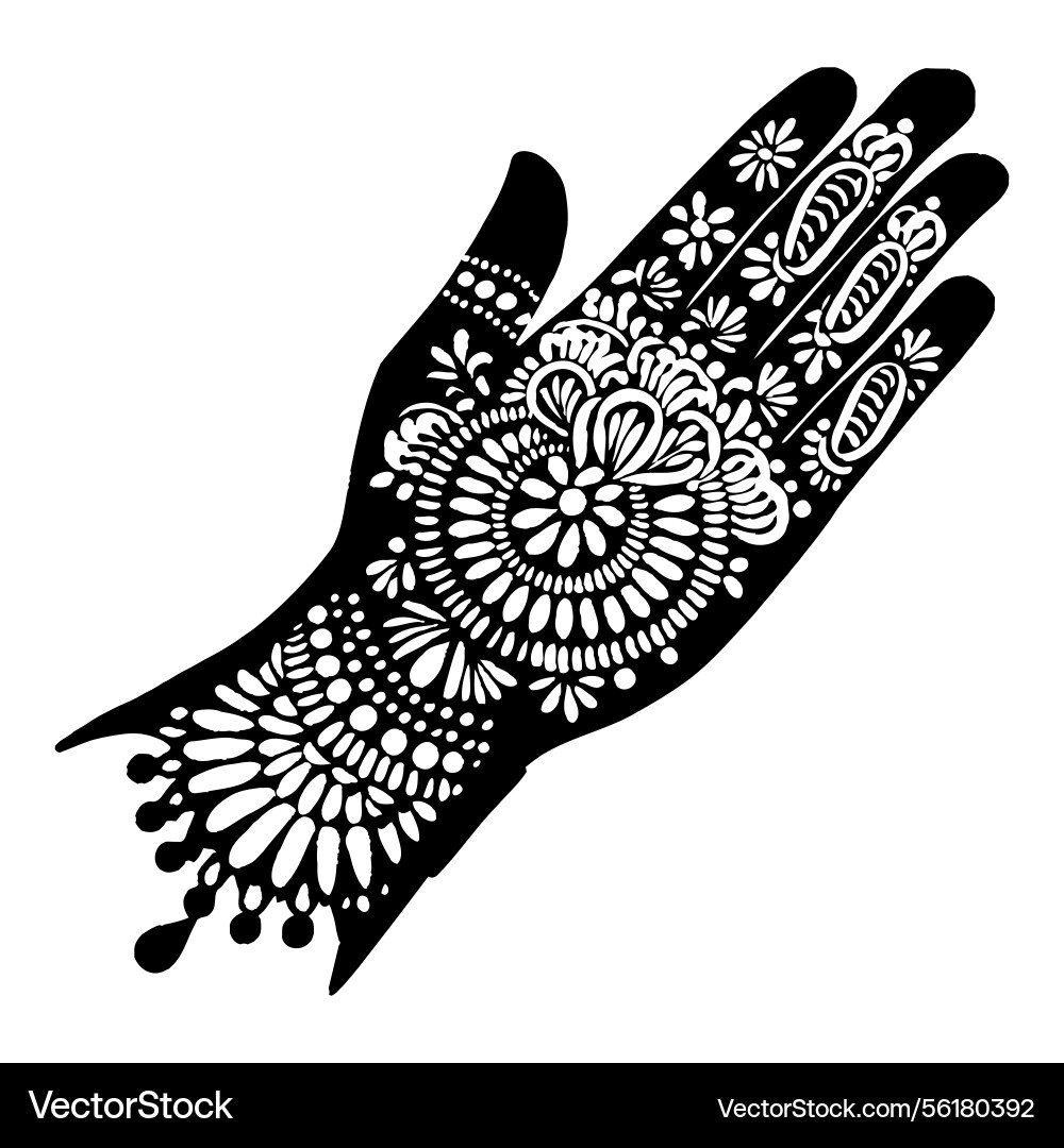 Mehndi hand designs silhouette Royalty Free Vector Image