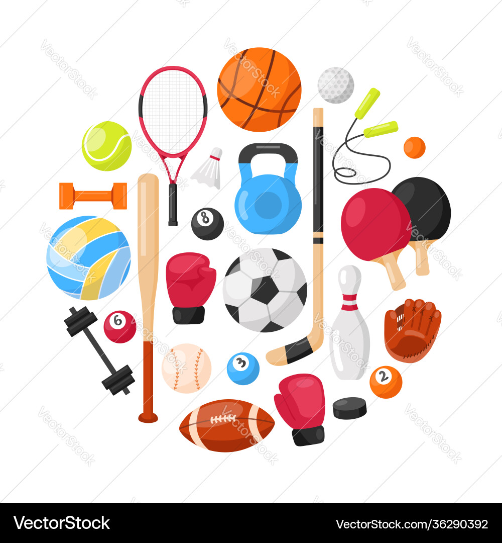 Sports equipment background Royalty Free Vector Image