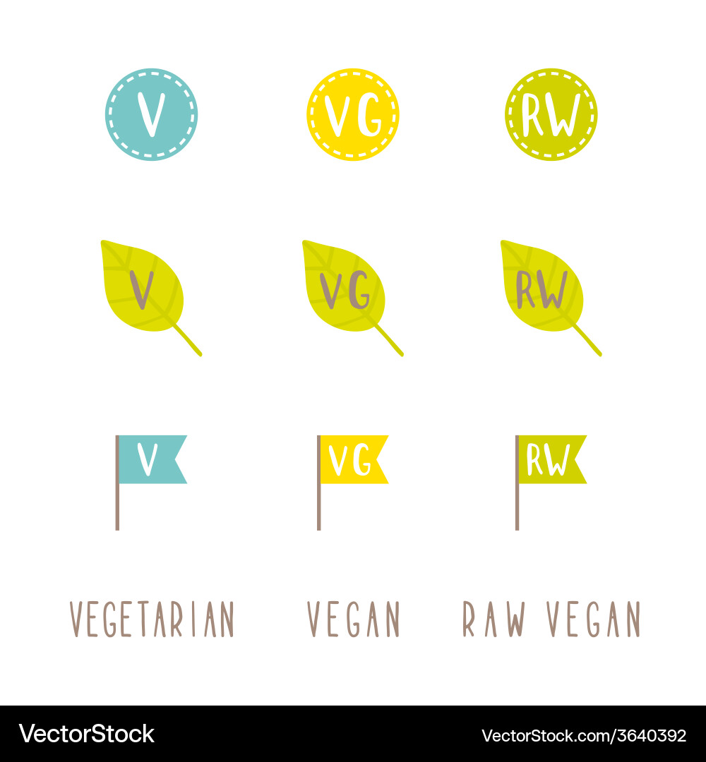 Vegetarian vegan raw tags Royalty Free Vector Image