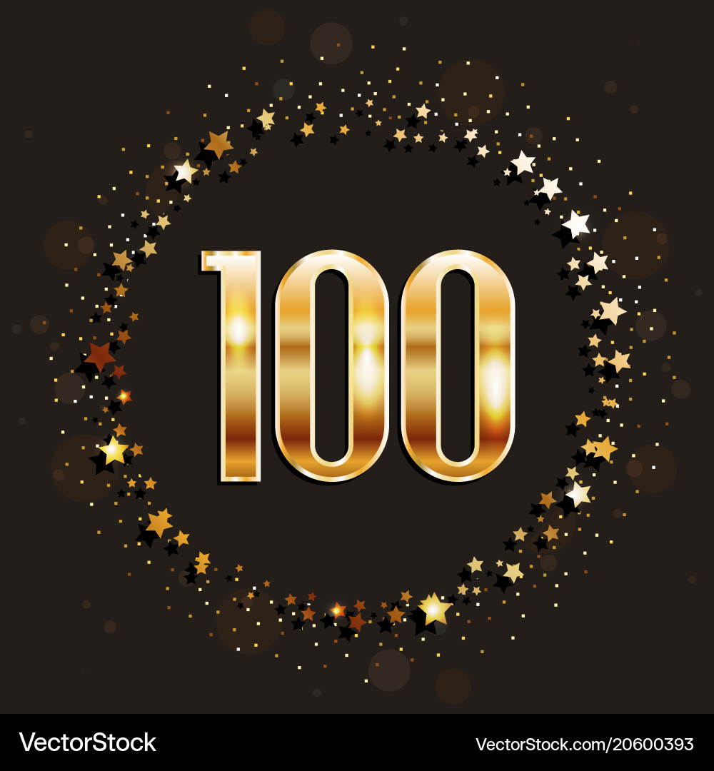 100 years anniversary gold banner Royalty Free Vector Image