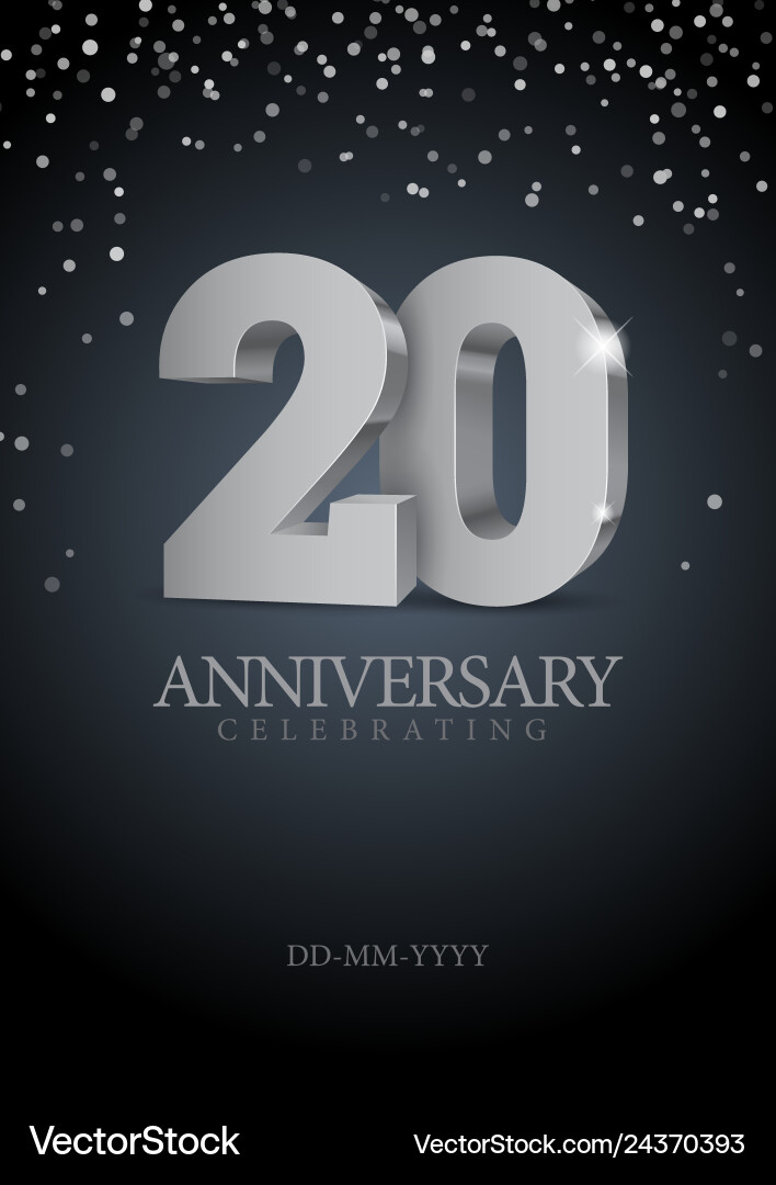Anniversary 20 silver 3d numbers Royalty Free Vector Image