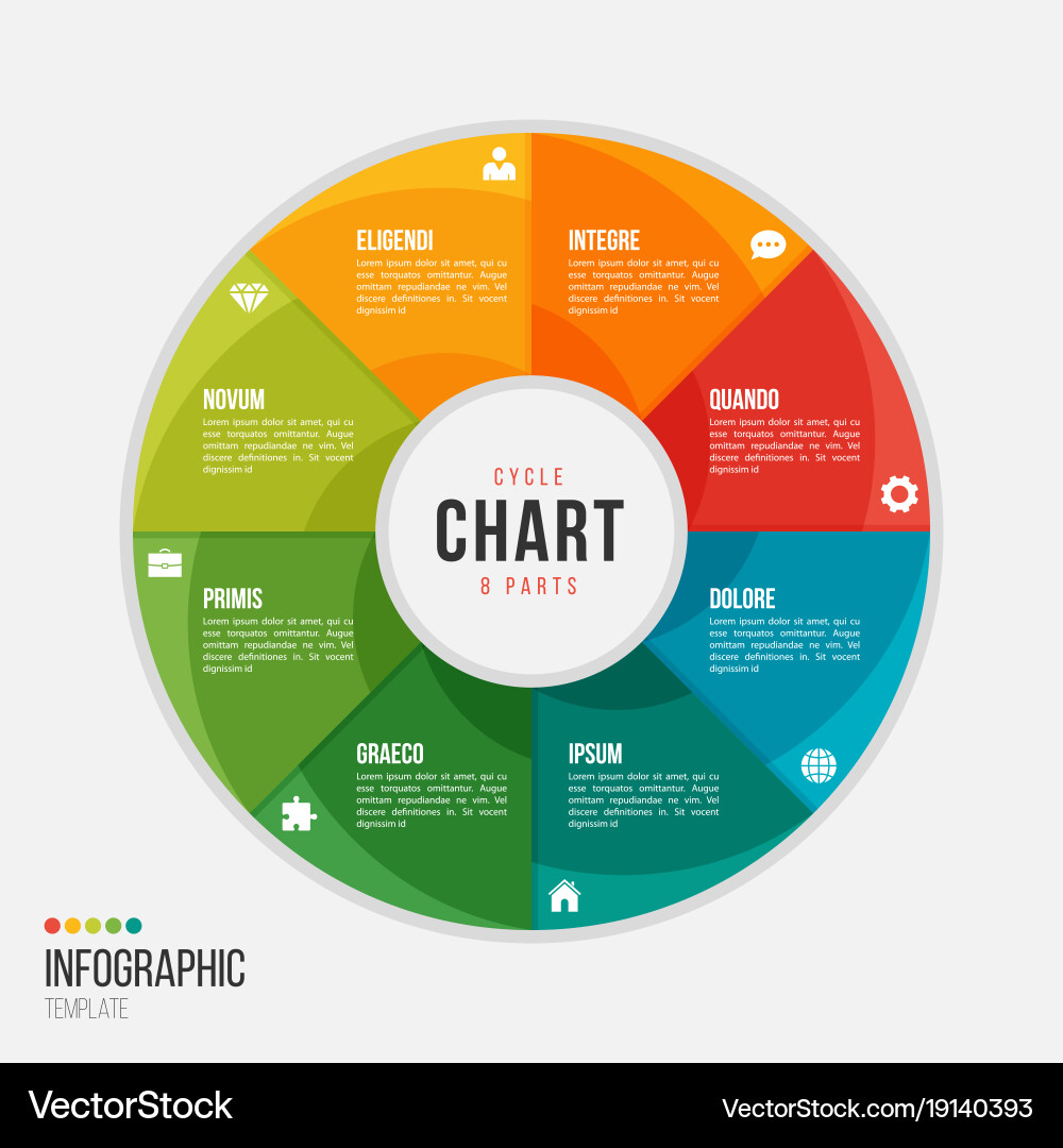 Cycle chart infographic template with 8 parts Vector Image