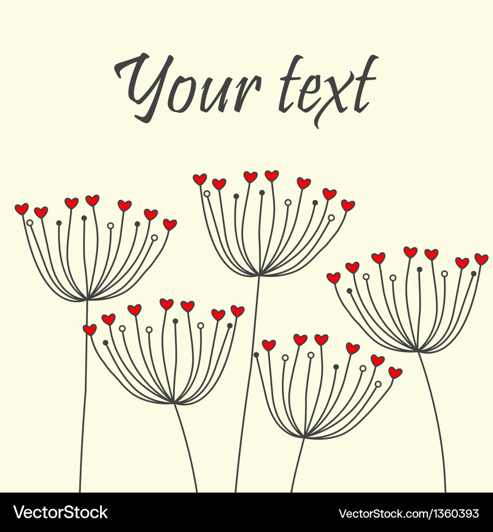 Dandelion Heart Floral Card Royalty Free Vector Image