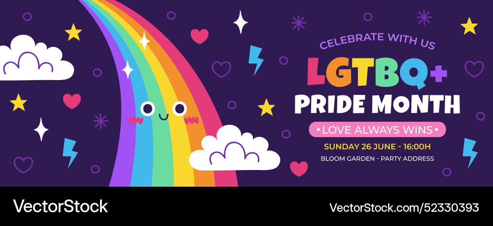 Flat pride month social media cover template Vector Image