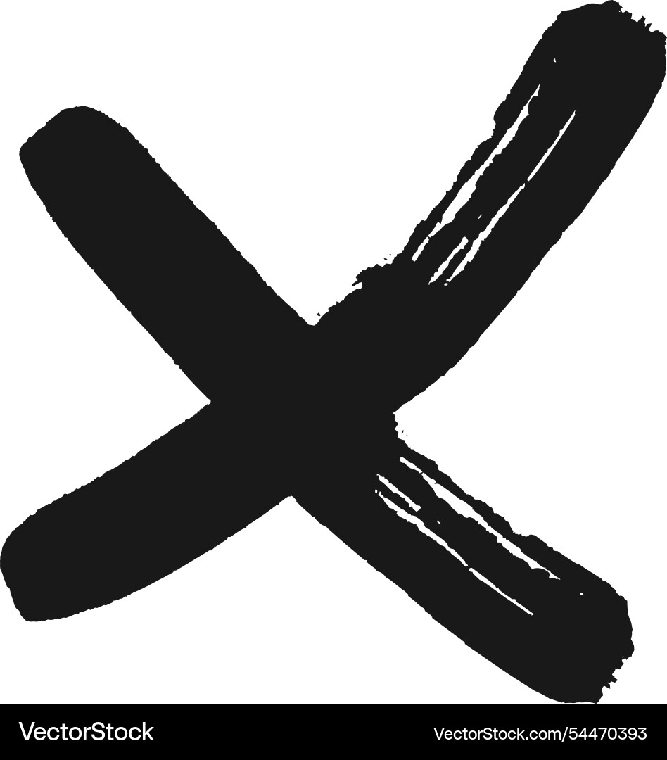 Grungy black x painted on white background Vector Image