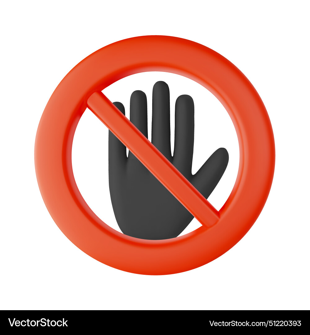 Hand blocking crossed red circle and black palm Vector Image