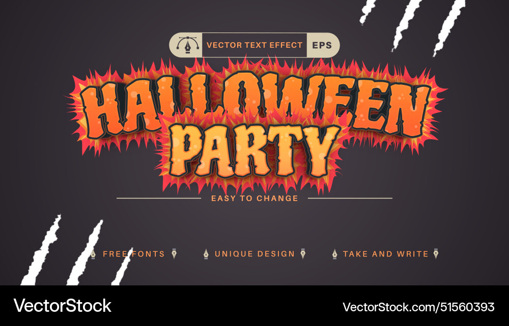Horror - editable text effect font style Vector Image