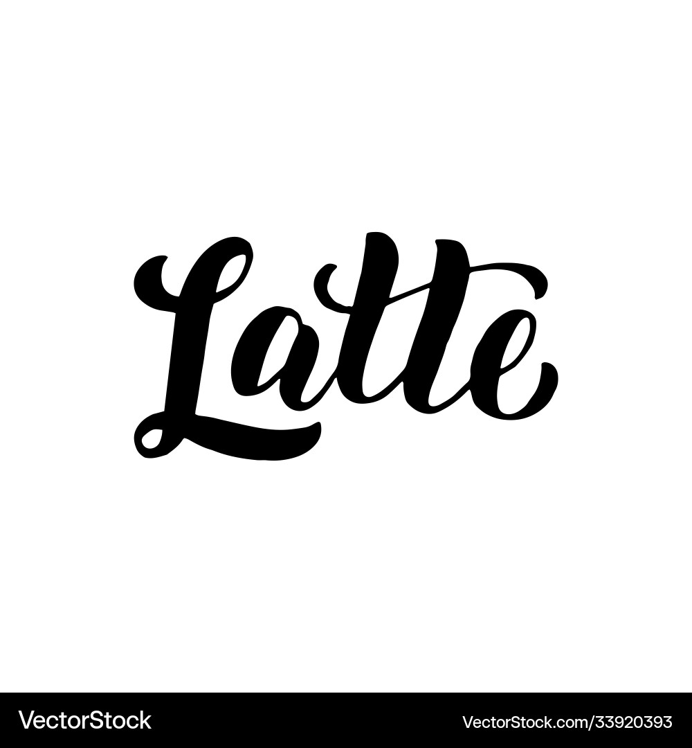 Latte coffee menu lettering text cafe font Vector Image
