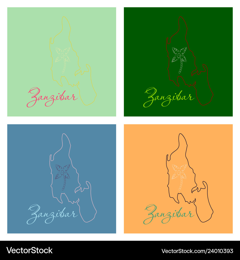 Map of zanzibar with palms Royalty Free Vector Image